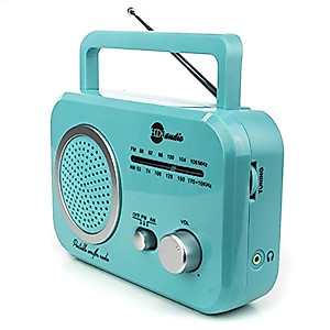 HDi Audio Radio Teal/Silver Premium Home Vintage Portable Retro Radio Classic AM/FM Radio with Built in Speakers + Headphone Jack