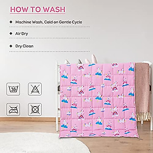 Kivik Toddler Weighted Blanket for Kids 3 lbs 36x48,Pink Weighted Blanket for Girls,Childrens Heavy Blanket for Calming and Sleep,Pink Unicorn