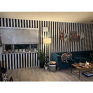 Guvana Stripe Black and White Peel and Stick Wallpaper Self-Adhesive Wallpaper 118"x17.7" Removable Contact Paper Waterproof Wallpaper Decorative Wall Covering Cabinets Shelves Drawer Liner Vinyl