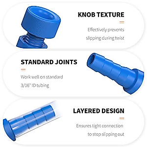 Pawfly Aquarium Air Control Valves for 3/16" ID Airline Tubing Single Way Plastic Air Flow Controllers Regulators Adjustable Blue Hose Connectors Air Pump Accessories for Fish Tanks, 10 Pack