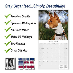 2023 2024 Basenji Calendar - Dog Breed Monthly Wall Calendar - 12 x 24 Open - Thick No-Bleed Paper - Giftable - Academic Teacher's Planner Calendar Organizing & Planning - Made in USA