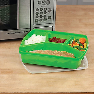 Fox Valley Traders Four Section Microwave Trays with Lid, Set of 4