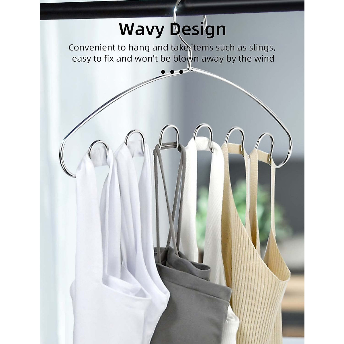 【Pack of 2】 Waikas Clothes Hangers with 7 Wave Grooves, 304 Stainless Steel, for Bras Suspenders Vests Ties Swimwear