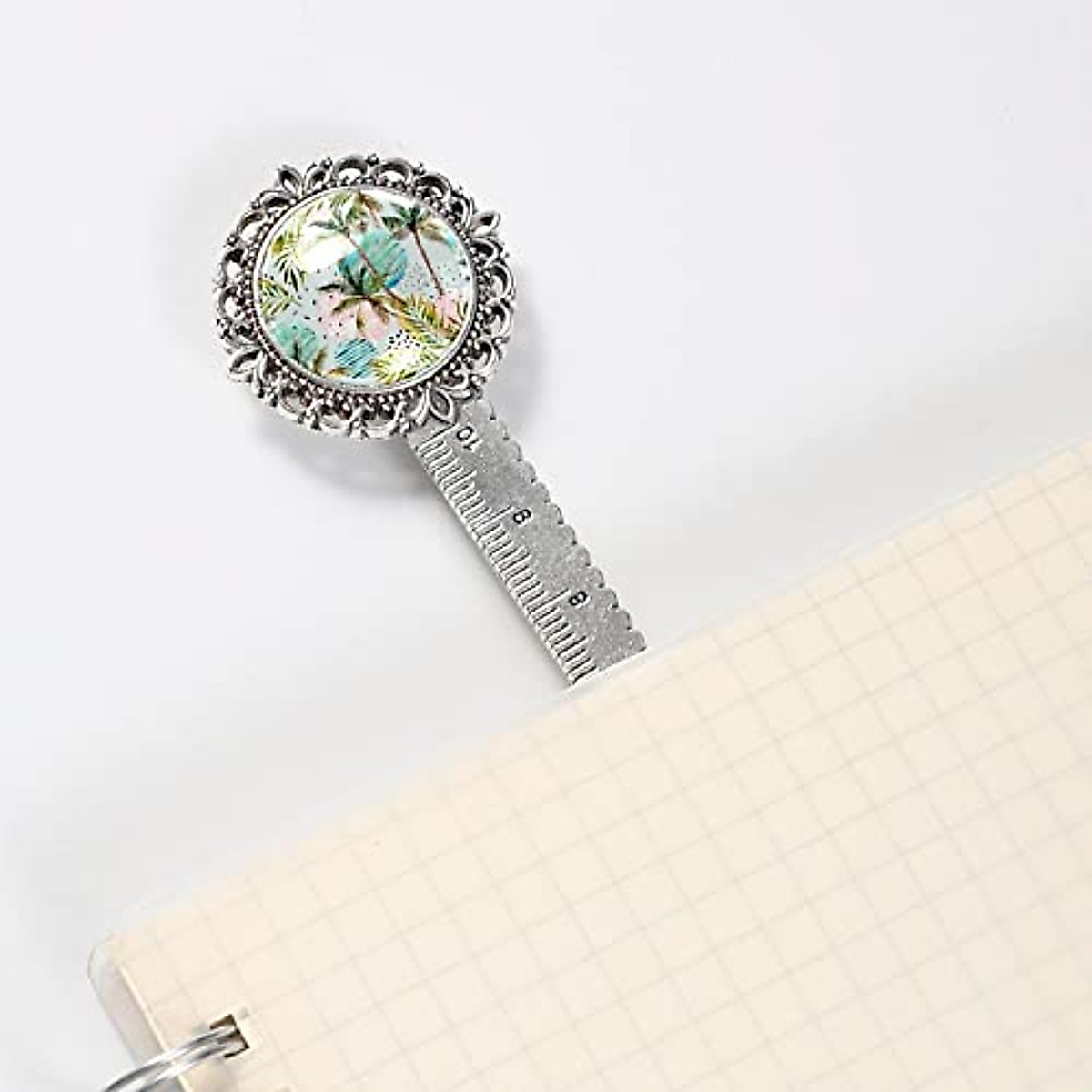 Retro Bookmark with Ruler, Book Markers for Student Kids Teacher Book Lovers, Office School Reading Accessories Gifts, Palm Tropical