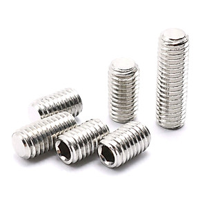 30 Pcs M6x16mm Metric 304 Stainless Steel Hex Socket Set Flat Point Grub Screws Silver Tone for Towel Rack Door Knob （M6x16mm）