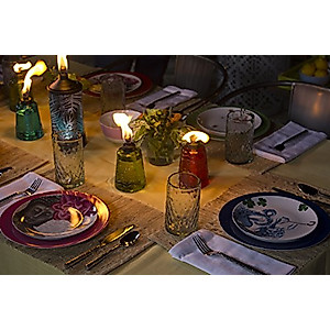 TIKI 1116040 Brand Molded Glass Table Decorative Outdoor Torch for Patio, Lawn, and Garden, 6 in, (Set of 3), Red, Green and Blue