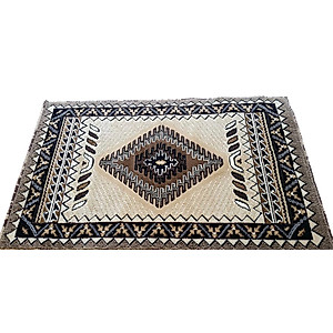 YHSF South West Native American Area Rug D143 - Easy Clean, Thick, Soft, Durable Tribal Indian Inspired Kingdom Design Runner Rug for Bedroom/Living Room and More - Berber, 2 Feet x 3 Feet 4 in