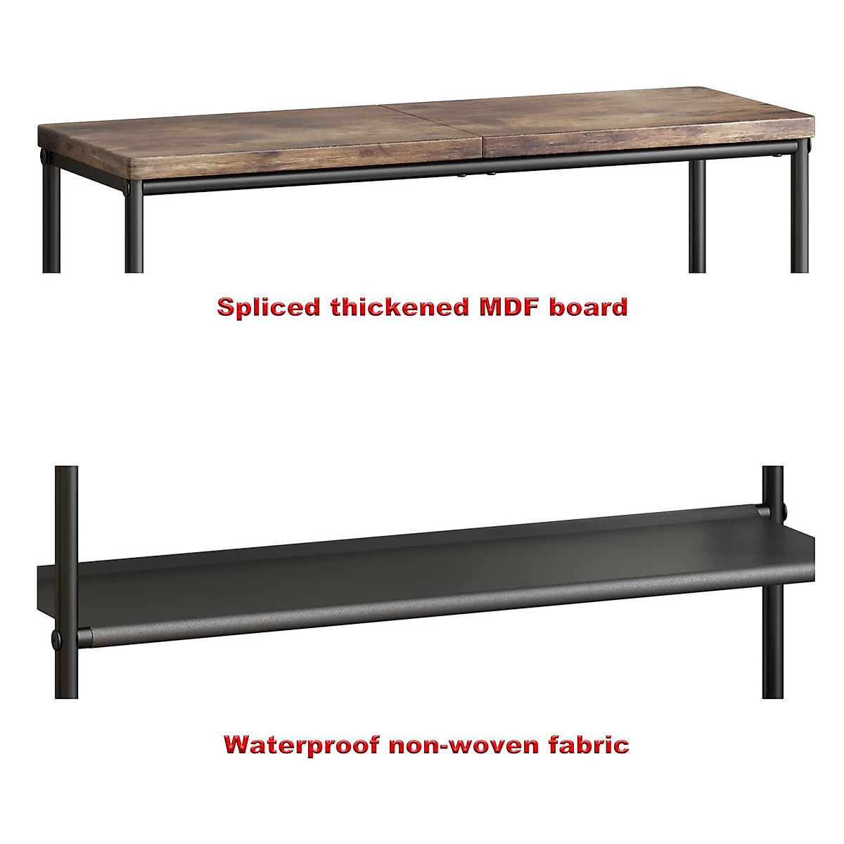 INGIORDAR Shoe Rack Organizer 6 Tier Metal Organizer Shelf with Industrial MDF Board and Layer Fabric for Entryway Closet Bedroom Living Room Garage,Black & Rustic Brown