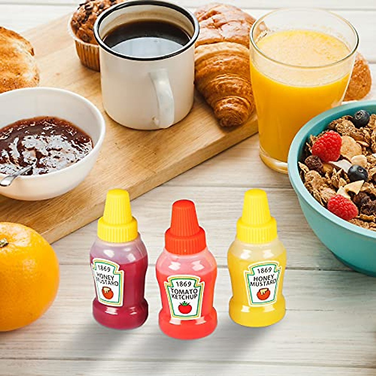 YASUOA Mini Container Ketchup Squeeze Bottles for Sauce Condiment Honey Mustard Portable for Office Bento Box Salad Dressing BBQ 8 Pieces 25ml