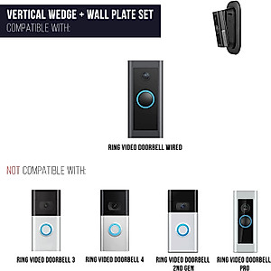 Wasserstein 0° to 10° Vertical Adjustable Angle Mount and Wall Plate Compatible with Video Doorbell Wired