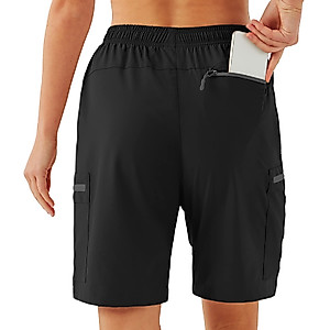 URBEST Women's Hiking Cargo Shorts Quick Dry Lightweight Summer Shorts for Women Outdoor Travel Golf Active with Zipper Pockets Black L