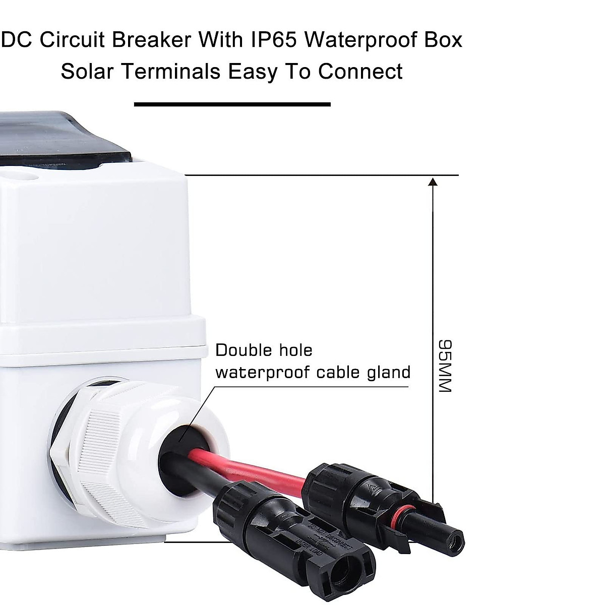 DC Miniature Circuit Breaker, 2 Pole 1000V 63Amp Isolator for Solar PV System, DIN Rail Mount Chtaixi DC Disconnect Switch Solar Disconnect Switch with Outdoor IP65 Waterproof Box