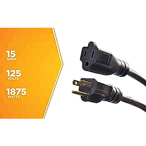 Woods 982452 50-Foot SJTOW Agricultural Outdoor Heavy Duty All- Weather Extension Cord, Oil Resistant Vinyl Jacket, Versatile Use, Powerful 15 Amps, 125 Volts, 1,875 Watt Extension Cord, Black