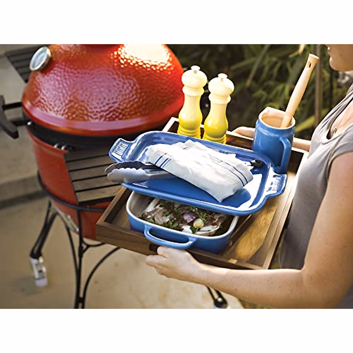 Le Creuset Stoneware Rectangular Dish with Platter Lid, 14 3/4" X 9", Marseille