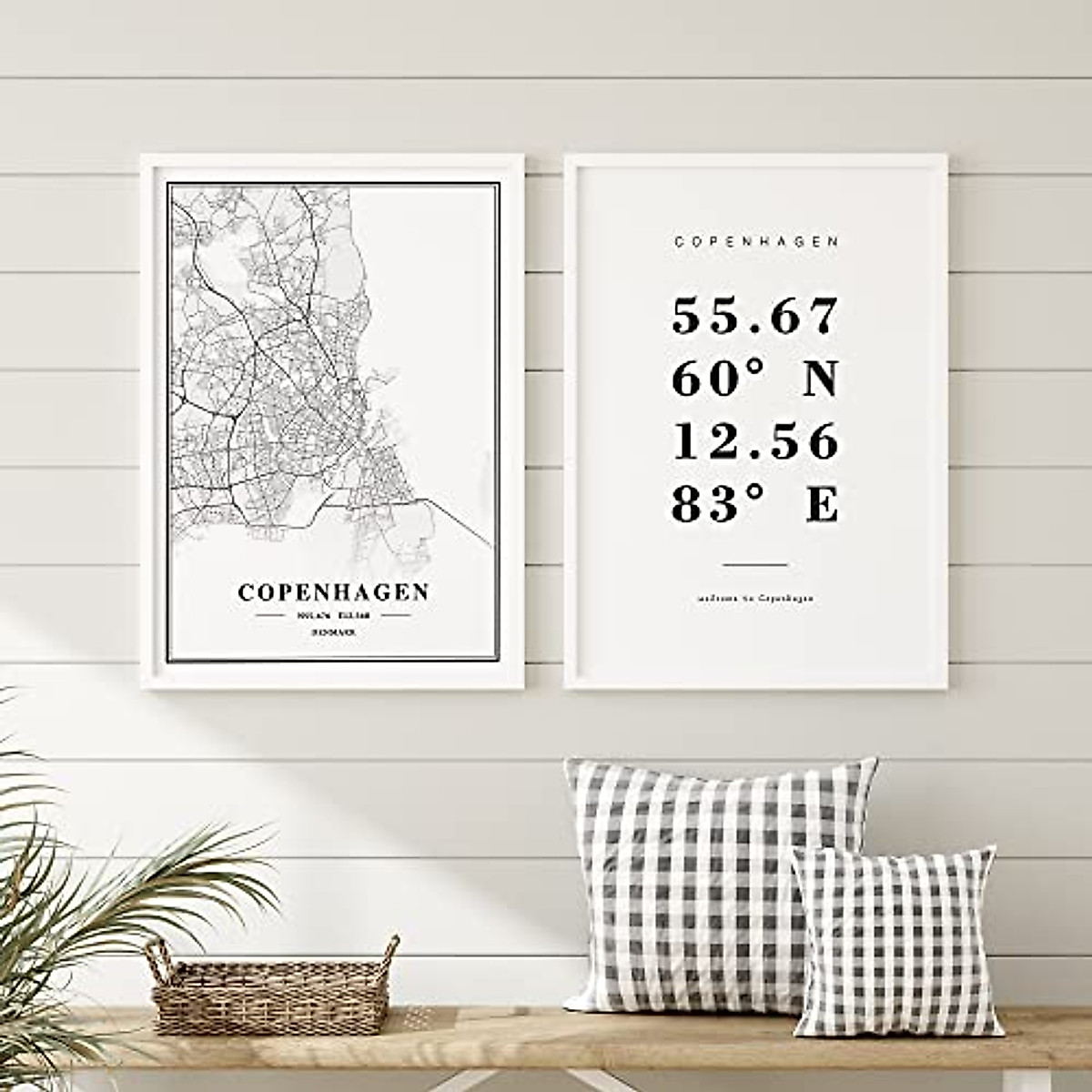 Dear Mapper Copenhagen Denmark View Abstract Road Modern Map Art Minimalist Painting Black and White Canvas Line Art Print Poster Art Print Poster Home Decor (Set of 3 Unframed) (16x20inch)