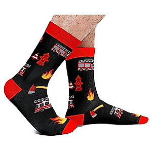 Funny Socks for Men and Women - If You Can Read This Fireman is Off Duty Novelty Crew Socks - Mens Boys Teens Crazy Colorful Funky Cotton Socks-Valentines Day Gifts Christmas Stocking Stuffers