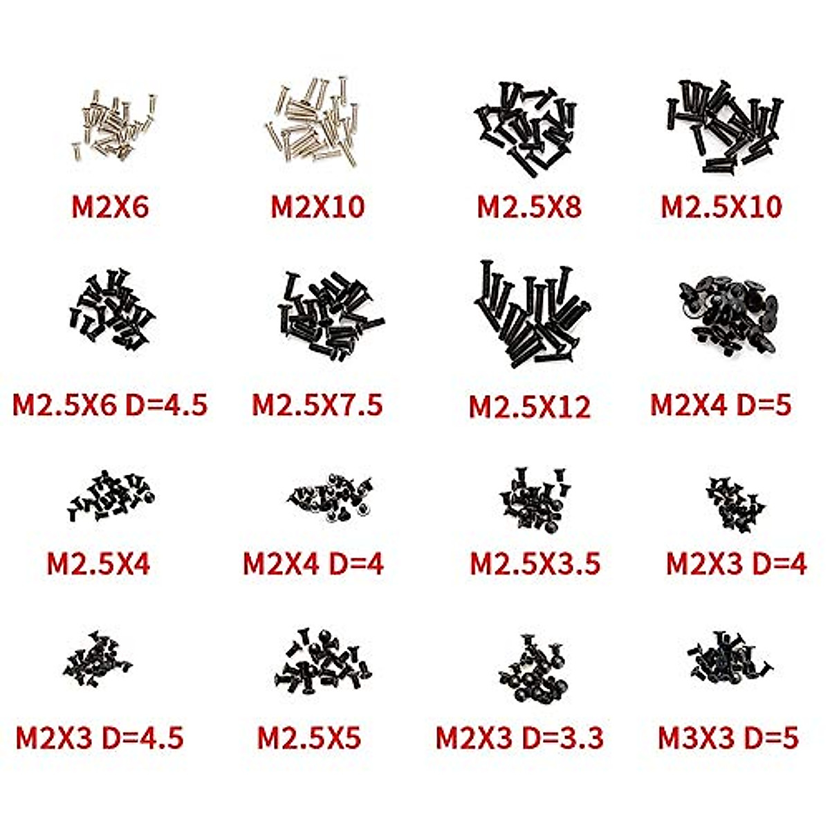 OPYTR Screw Anchors 320PC Laptop Computer Notebook Screws Kit Assemble Fastening Flat Head Black Repair Tool Use Anchors