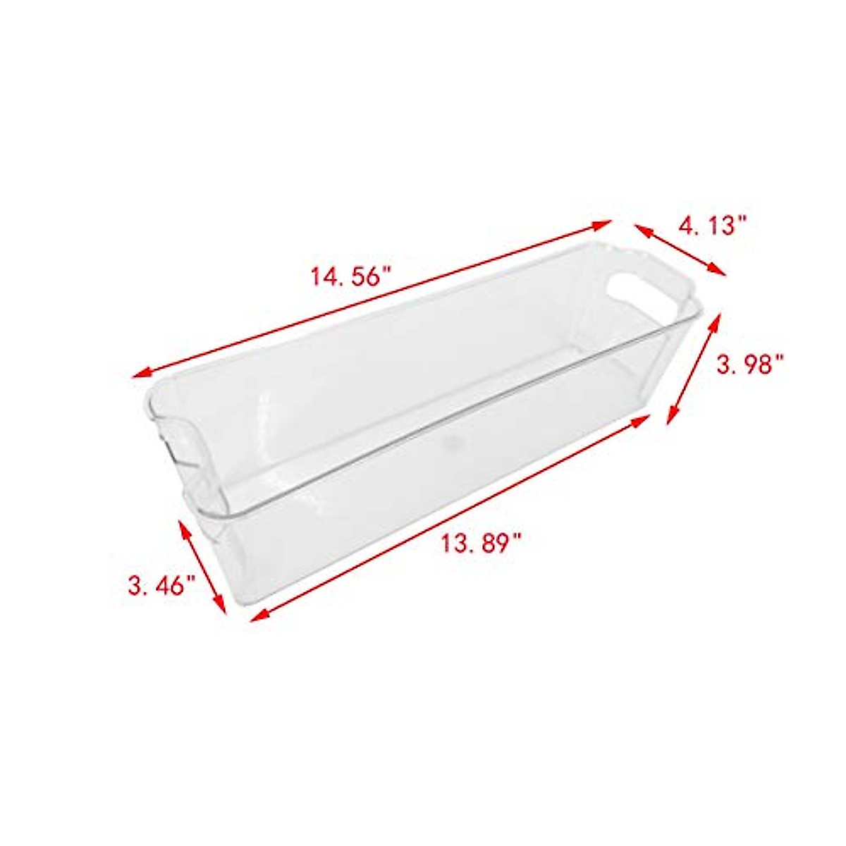 FixtureDisplays Stackable Plastic Organizer Storage Bins, Small - 2 Pack - Pantry Organization and Storage Refrigerator Bins Fridge Freezer Organizer 14.5 Long X 4.1 Wide X 4" Tall 15268-2PK-NF