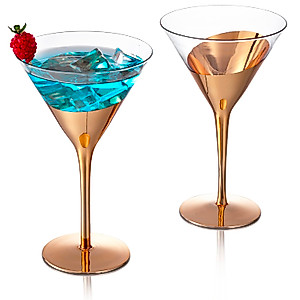 MyGift Copper Toned Accent Martini Glasses - Metallic Angled Cocktail 8-ounce Glass, Set of 2