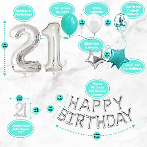 Sweet 16 Party Decorations, Sweet 16 Gifts For Girls, Sweet 16 Birthday Decorations, Sweet 16 Sash, 16 Balloon Numbers, Sweet 16 Cake Topper, Sweet 16 Banners Photo Booth Props Teal Green White - 70PK