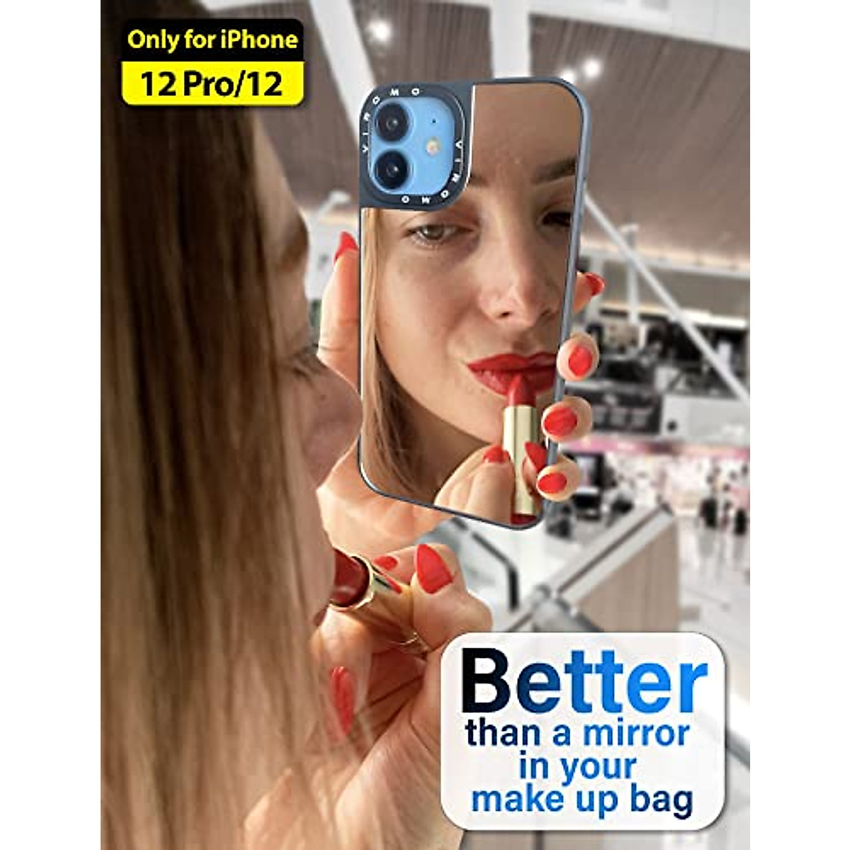 VIROMO Mirror Case for iPhone 12/12 Pro (ONLY) with Screen Protectors [2 Pack], Shockproof Soft Corners, Bye Bye Pocket Mirror, Cute Slim case for Girls, Womens