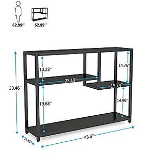 Tribesigns Console Table, Small Black Entryway Table with Storage Shelves, 43 Inch Vintage Entrance Table Behind Couch Table for Living Room, Entryway, Hallway, Foyer, TV Stand