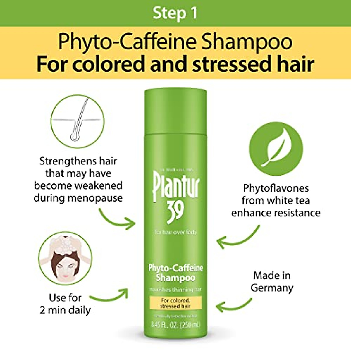 Plantur 39 Phyto-Caffeine Shampoo and Conditioner Set for Colored, Stressed Hair - 8.45 fl oz and 5.07 fl oz