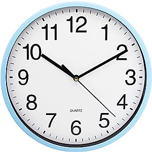 CAMY 9 Inch Wall Clock - Silent Non Ticking Quality Quartz Battery Operated Round Easy to Read Home/Office/School Clock