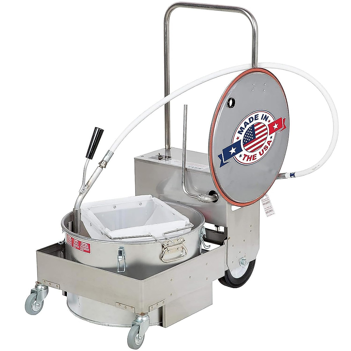 MirOil BD707 Fryer Filter Machine - Discard Trolley, Electric 75 pound Oil Capacity