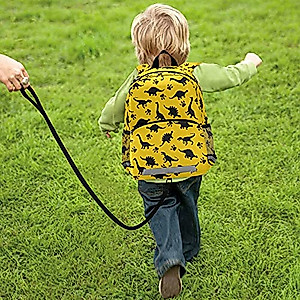 Yellow Dinosaur Kids Backpack, Toddlers Small Backpack School Bag Meal Travel Bags for Boys