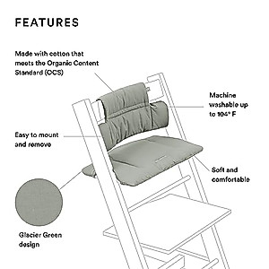 Tripp Trapp Classic Cushion, Glacier Green - Pair with Tripp Trapp Chair & High Chair for Support and Comfort - Machine Washable - Fits All Tripp Trapp Chairs