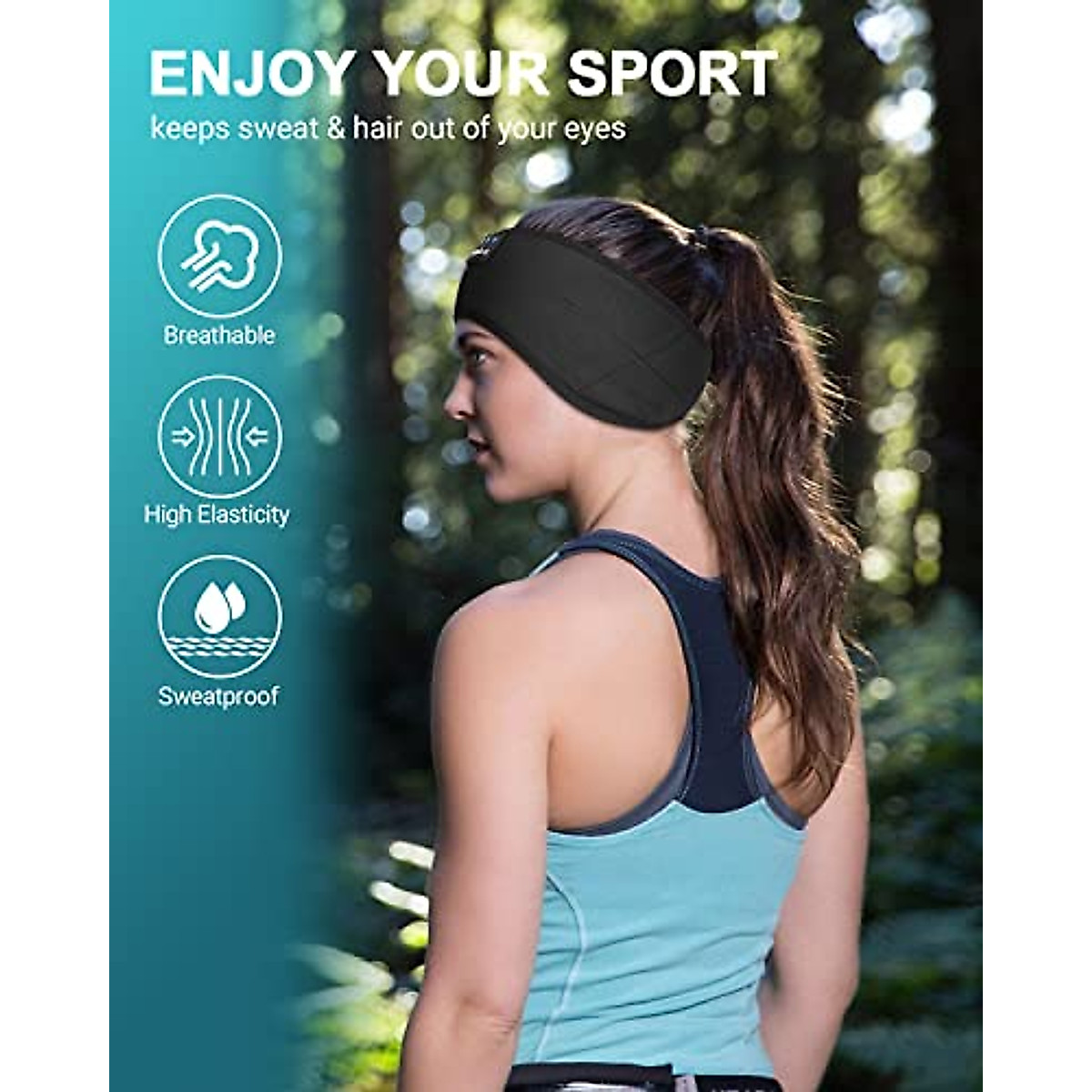 LC-dolida Sleep Headphones Bluetooth Headband, Cozy Band Wireless Headphones, Sleep Mask with Bluetooth Thin HD Stereo Speakers Perfect for Side Sleepers, Sport, Yoga, Travel