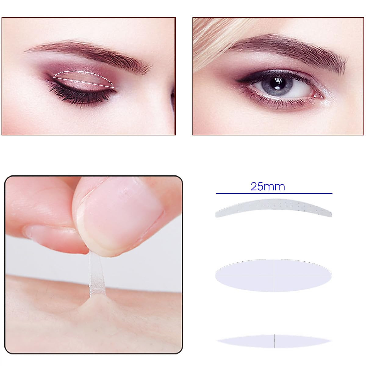 Eyelid Tape Lift Strips, 1344Pcs/4Pack Invisible One/Two Side Sticky Double Eyelid Tape Stickers, Medical Fiber, Instant Eyelid Lift No Surgery Perfect for Hooded, Droopy, Uneven, Mono-Eyelid