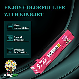 Kingjet Compatible 972X Ink Cartridge Replacement for HP 972X 972 Ink for PageWide Pro 477dw 577dw 577z 552dw 452dn 452dw 477dn P55250dw P57750dw Printer (Black Cyan Maganta Yellow)