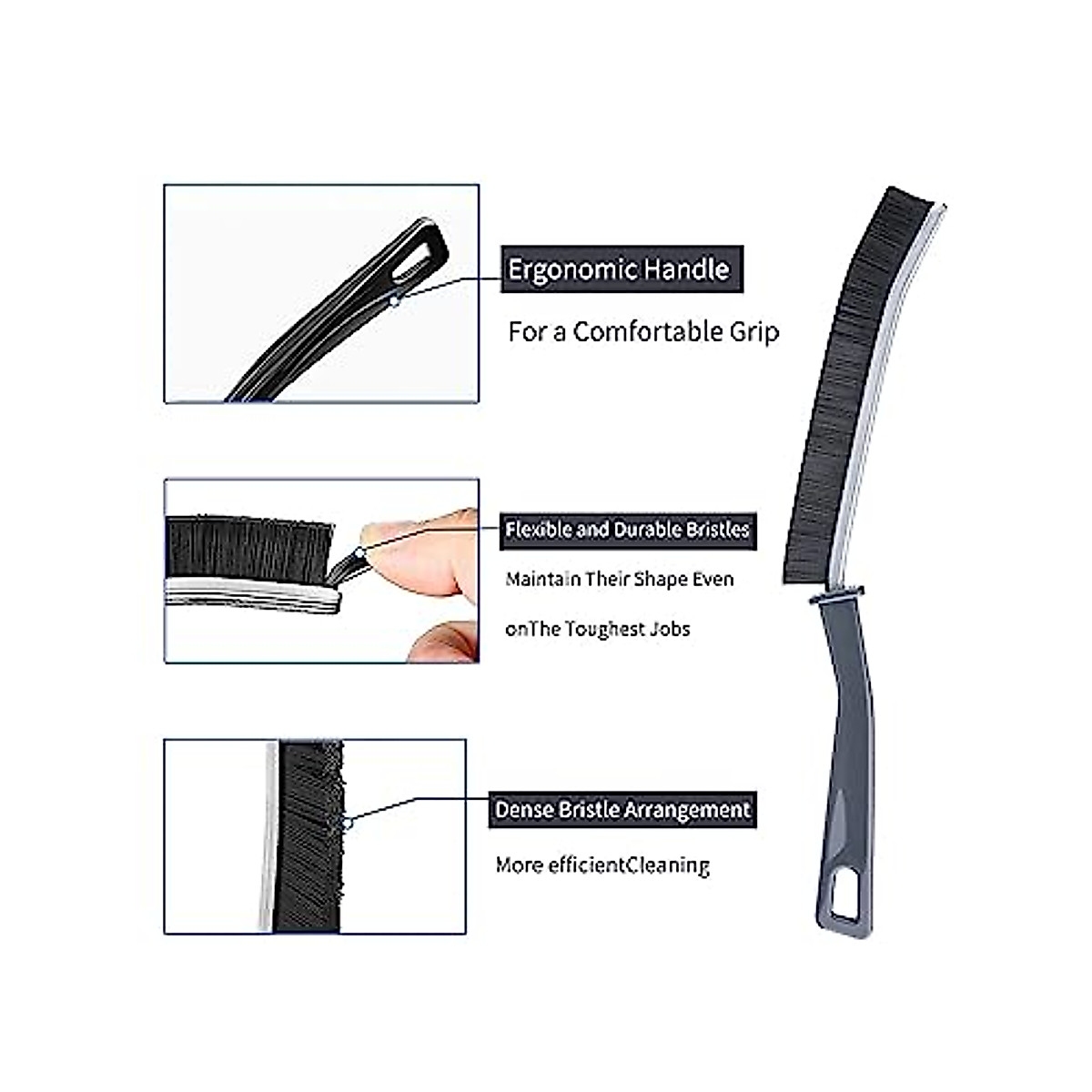 Cleaner Scrub Brush Deep Tile Joints,Stiff Angled Bristles for Showers, Bristle Grout Cleaner Brush Grout Cleaning Tool Scrubbing Brush for Shower Bathroom Floor Bathtub KitchenV (Grey)