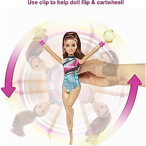Barbie Gymnast Playset, Spin 'N Twirl Teresa Doll Flips & Spins Hoops, Pet Has Bouncing Trampoline & Waves Ribbons, Themed Accessories (Amazon Exclusive)