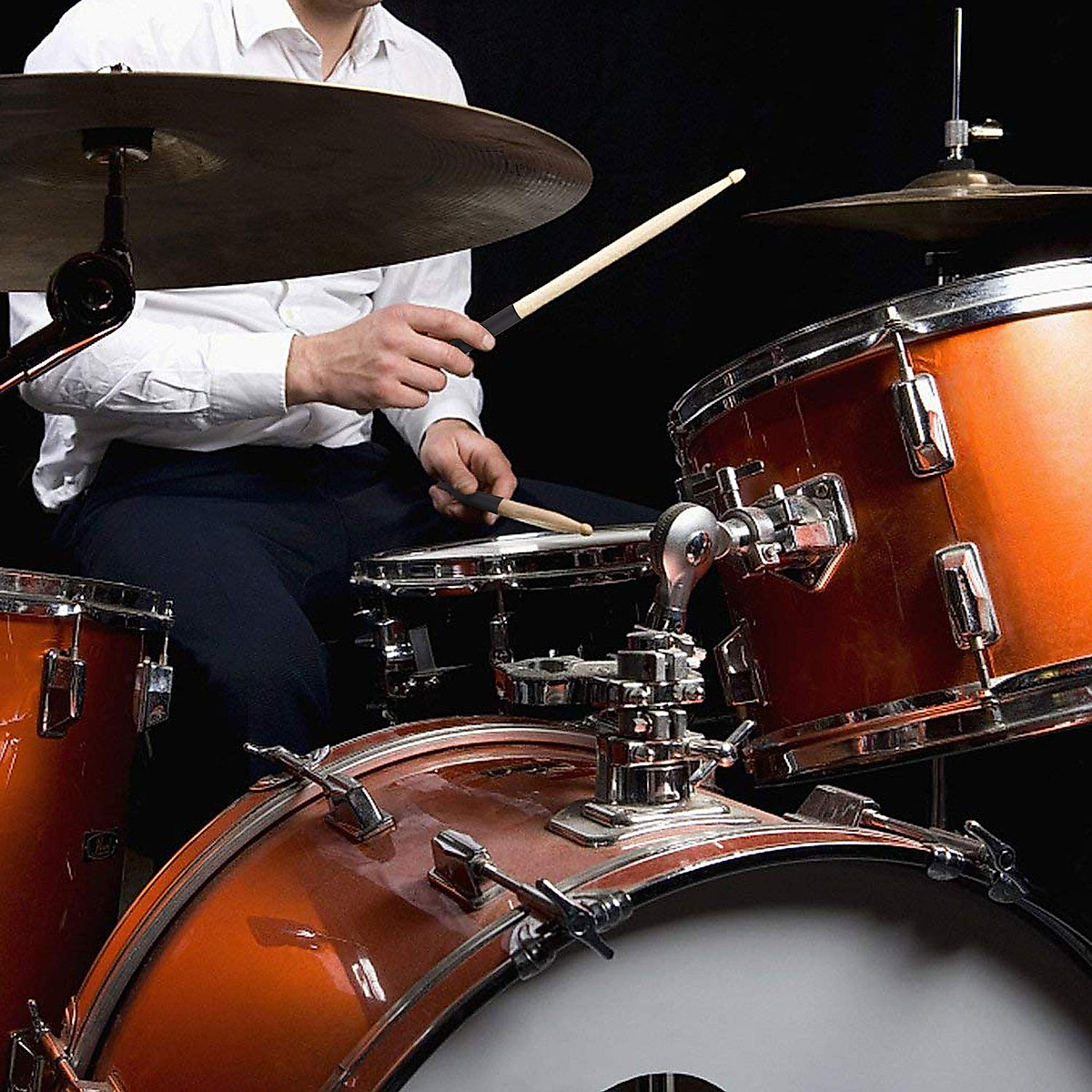 Drum Sticks 5A 1 Pair Nylon Drumsticks 1 Pair Non-Slip Maple Wood with a Velvet Drawstring Bag(Black)