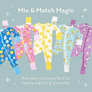 Little Sleepies Zippy Baby & Toddler Pajamas, Sleeper for Boys and Girls, Viscose Derived from Bamboo Newborn Sleeper w/ 2-Way Zipper w/Mitten Cuffs, Blue Cookies & Milk, 0-3M