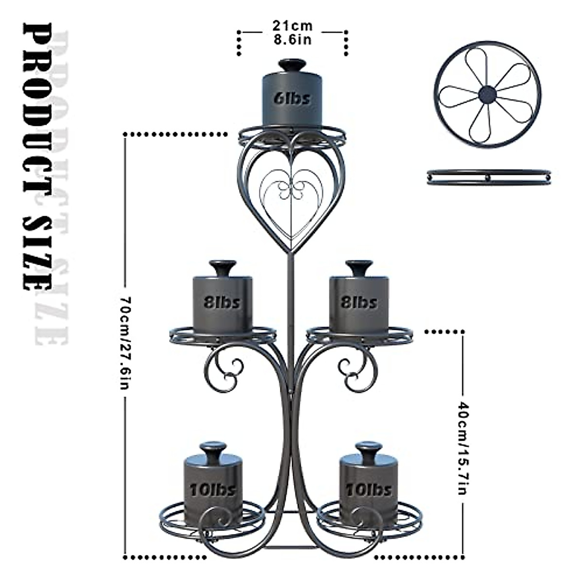 ZHAZHADI Plant Stand Indoor Outdoor - Metal 5 Tier Flower Pot Holder Display Vertical Shelves Shelf - Wrought Iron Corner Planter Rack Multiple Organizer for Garden Patio Lawn Balcony Office Black