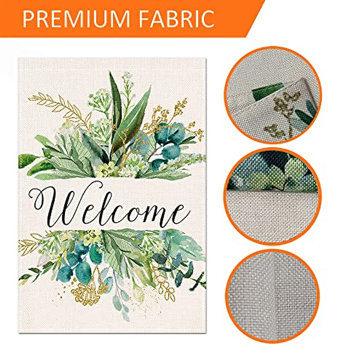Winotic Spring Decor Garden Flag 12.5x18 Inches, Floral Leaves Welcome Flag Vertical Double Sided, Outdoor Spring Decoration Farmhouse Small Flag for Yard Lawn Home Decor (12.5"x18")