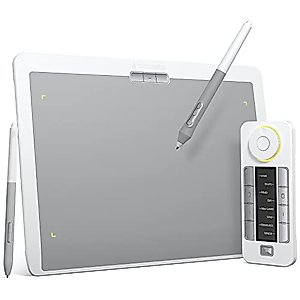 XENCELABS Drawing Tablet Medium, Computer Graphic Tablets with 40 Customizable Quick Keys, 12" Ultrathin Pen Tablet with 2 Battery-Free Stylus, 8192 Levels Pressure for Win/Mac/Linux, Nebula White