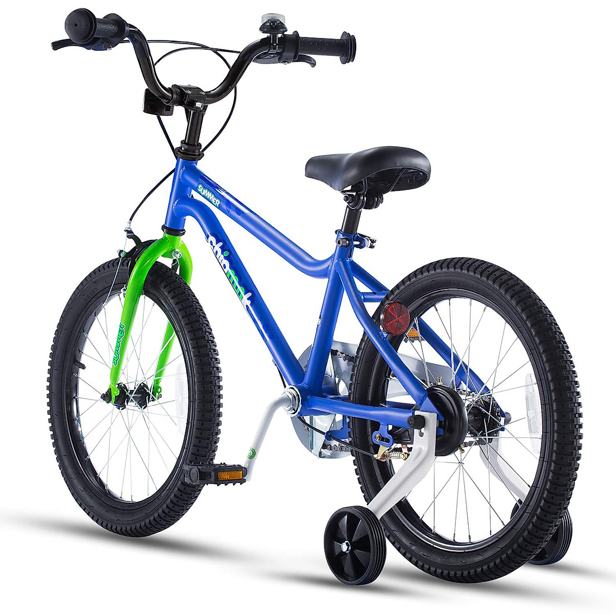 RoyalBaby Summer Kids Bike 18 Inch Boys Bicycle with Training Wheel Dual Handbrakes Ages 5-9 Years, 18" Blue