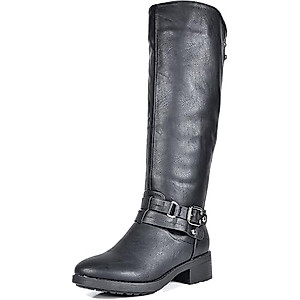 DREAM PAIRS Women's Knee High Boots, Buckle Riding Boots,Size 10,Black,UNCLE