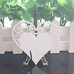 150 Pcs Heart Table Number Place Card Name Card Wine Glass Cup Decoration Postcards for Wedding Party,Reception, Anniversary, Birthday Party (white-150pcs)