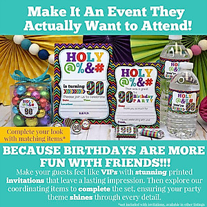 HOLY @% 90th Birthday Party Invitations, 20 Funny 5x7 Fill In Cards with Twenty White Envelopes for Milestone Birthdays by AmandaCreation