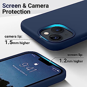 AOTESIER Shockproof Designed for iPhone 13 Mini Case, Liquid Silicone Phone Case with [Soft Anti-Scratch Microfiber Lining] Full Body Drop Protection 5.4 inch Slim Thin Cover, Navy Blue