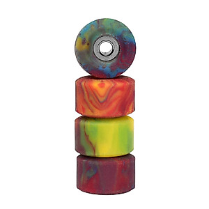 Teak Tuning Apex 61D Urethane Fingerboard Wheels - New Street Shape, 7.7mm Diameter - Ultra Spin Bearings - Made in The USA - Tie Dye Swirl Colorway