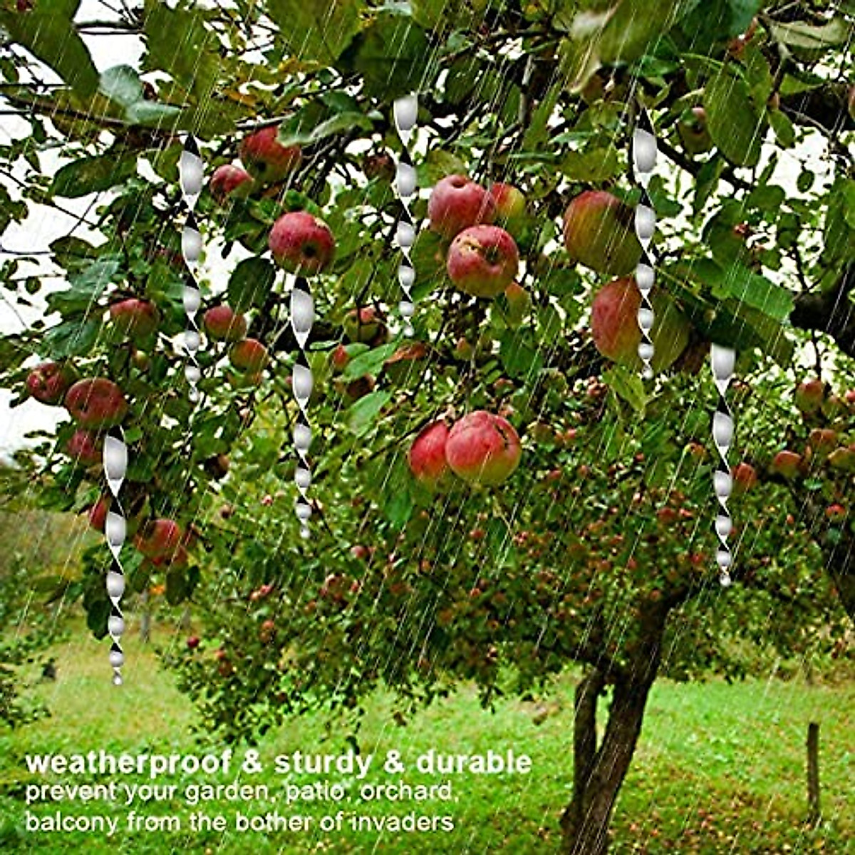 12 Pack Bird Reflective Scare Rods - Bird Scare Devices Ornamental Spiral Deterrent Control Device, Effective Hanging Bird Devices to Keep Birds Away from Your House Window Garden