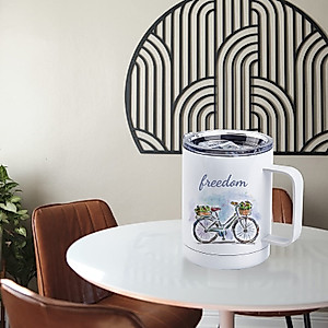 BetterSub 12oz Sublimation Tumbler Mugs with Handle and Sliding Lid, Display Box, Stainless Steel Coffee Camping Mugs Double Wall Vacuum Insulation Sublimation Blank, 6 Packs White