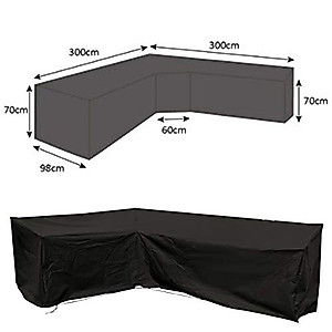 LKXHarleya L-Shaped Sectional Sofa Cover, Waterproof Patio L Shape Sofa Covers for Outdoor Patio Garden Sectional Furniture Set, Dustproof UV Protection, 118" x 118"